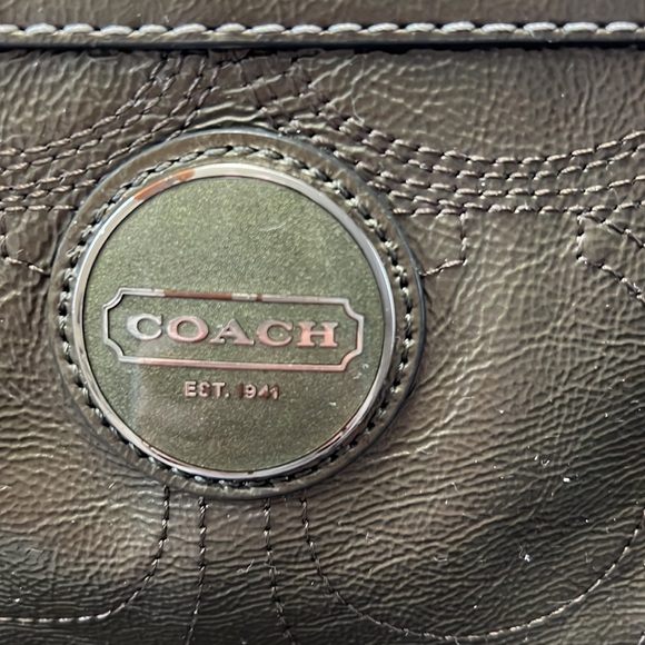 Coach | Bags | Coach Metallic Signature Leather Zip Up Lined Tote ...